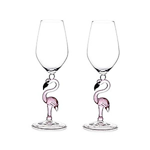 Creative Pink Flamingo Cocktail Martini Goblet Glass Cool Tableware Unique Bar Wine Set (2, 330ml wine glass)