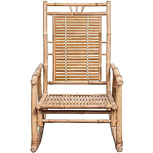 YAFF Bamboo Rocking Chair, Solid Bamboo Patio Chairs with Detachable Cushion, UV & Weather Resistant, Indoor Outdoor Lounge Recliner Chair for Patio, Garden, Pool, Backyard,47.2" x 19.7" x 1.6" -Taupe