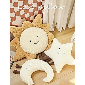 JOSON Cozy Sun Pillow Star Moon Sofa Cushion, Soft Bedside Plush Decorative Pillow, can be Used as a Birthday, for Children and Girls (15.7in, Sun)