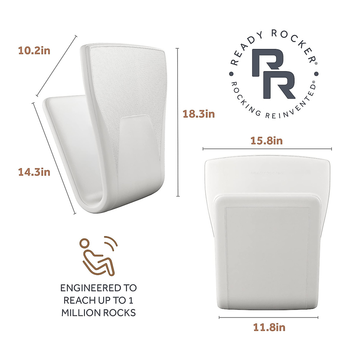 READY ROCKER Portable Rocking-Chair - Ideal for Nursery Furniture, Home-Office-Chair-Outdoor-Use, Travel for Moms, Dads, Seniors - Replaces Need for Glider - Baby Registry-Shower Gift | Cloud