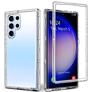Coolwee Crystal Clear Full Protective Case for Galaxy S23 Ultra - 6.8" Heavy Duty Hybrid 3 in 1 Rugged Shockproof Women Girls for Samsung Galaxy S23 Ultra 6.8 inch Transparent