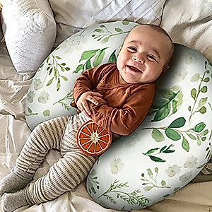 Nursing Pillow Cover, Breastfeeding Pillow Cover, Green Leaf Nursing Pillow Cover, Botanical Breastfeeding Pillow Slipcover, Mint Minky, Boho Green Leaf Nursery Decor, Soft Fits Snug On Infant