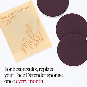 Mally Face Defender Beauty Sponge, Set Makeup and Prime for Flawless Matte Skin, 3 Count