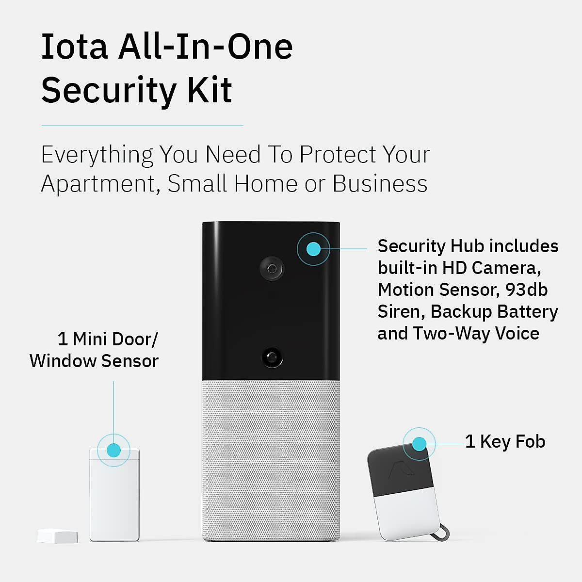 Abode Iota All-in-One Security Kit with Integrated Camera, Alarm, Key Fob, Motion & Door/Window Sensors - DIY Installation - Optional Professional Monitoring - Works with HomeKit, Alexa & Google Home