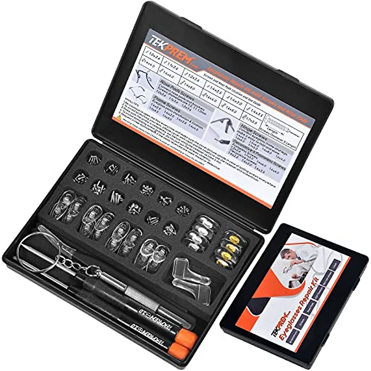 TEKPREM Magnetic Eyeglass Repair Tool Kit, Eye Glasses Repairing Screwdriver Set with Eyeglass Screws,Silicone Nose Pads,Tweezer,Small Screwdriver for Eyeglasses,Sunglasses and Nose Pads Replacement