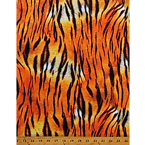 Micro Plush Tiger Stripes Animal Print Animal Kingdom 60" Wide Polyester Mink-Like Cuddle Feel Fabric by The Yard (SRKDY-20440-268NATURE)