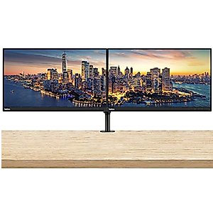 Lenovo ThinkVision T24i 23.8in 1920 x 1080 FHD IPS WLED-Backlit LCD 2-Pack Raven Black Monitor Bundle with HDMI, VGA, DisplayPort, USB Hub, Fully Adjustable Desk Mount Monitor Stand