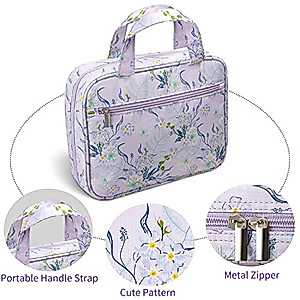 easymake Bible Covers for Women Zippered Pocket Bible Bags Carrying Case with Handles, Bible Cases Multi-Functional Organizer with Floral Pattern Purple on Cover, Gifts for Kids Girls Women