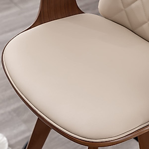 WUPOTO Bar Stools Set of 2, Upholstered Faux Leather Counter Height Bar Stools, Swivel Barstools with Wooden Arms and Legs (Beige, 30" Seat Height)