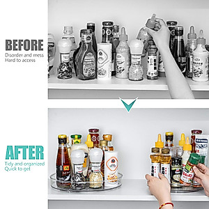 Popdylan 2 Tier Lazy Susan - 360 Degree Rotating Spice Rack - Turntable Cabinet Organizer for Cabinet, Fridge, Kitchen, Bathroom, Vanity Display Stand (10.6in)