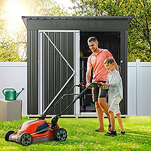 DWVO Outdoor Storage Shed 5x3FT, Heavy Duty Metal Tool Sheds Storage House with Single Lockable Door & Air Vent for Garden, Patio, Lawn to Store Bikes, Trash Bins, Tools, Lawnmowers