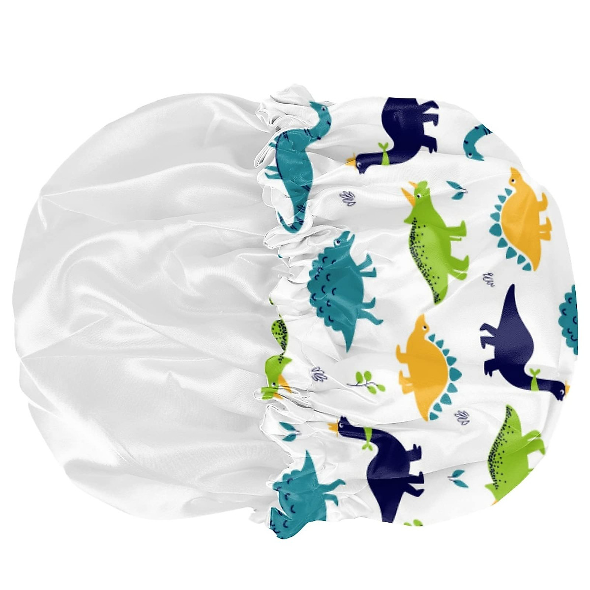 Babrukda Kids Hair Cover, Children Satin Bonnet, Boys Girls Satin Sleep Cap, Adjustable Elastic Band Beanie Hat for Night Sleeping Easy Clean Headwear for Toddler Baby Dinosaur