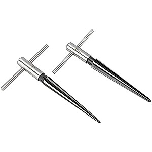Faneta T Handle Taper Reamer Set 3-13mm(1/8''-1/2'') & 5-16mm(½"-5/8") Bridge Pin Hole Hand Held Tapered Reamers 6 Fluted Chamfer Reaming Guitar Woodworker Luthier Tool (Set of 2)