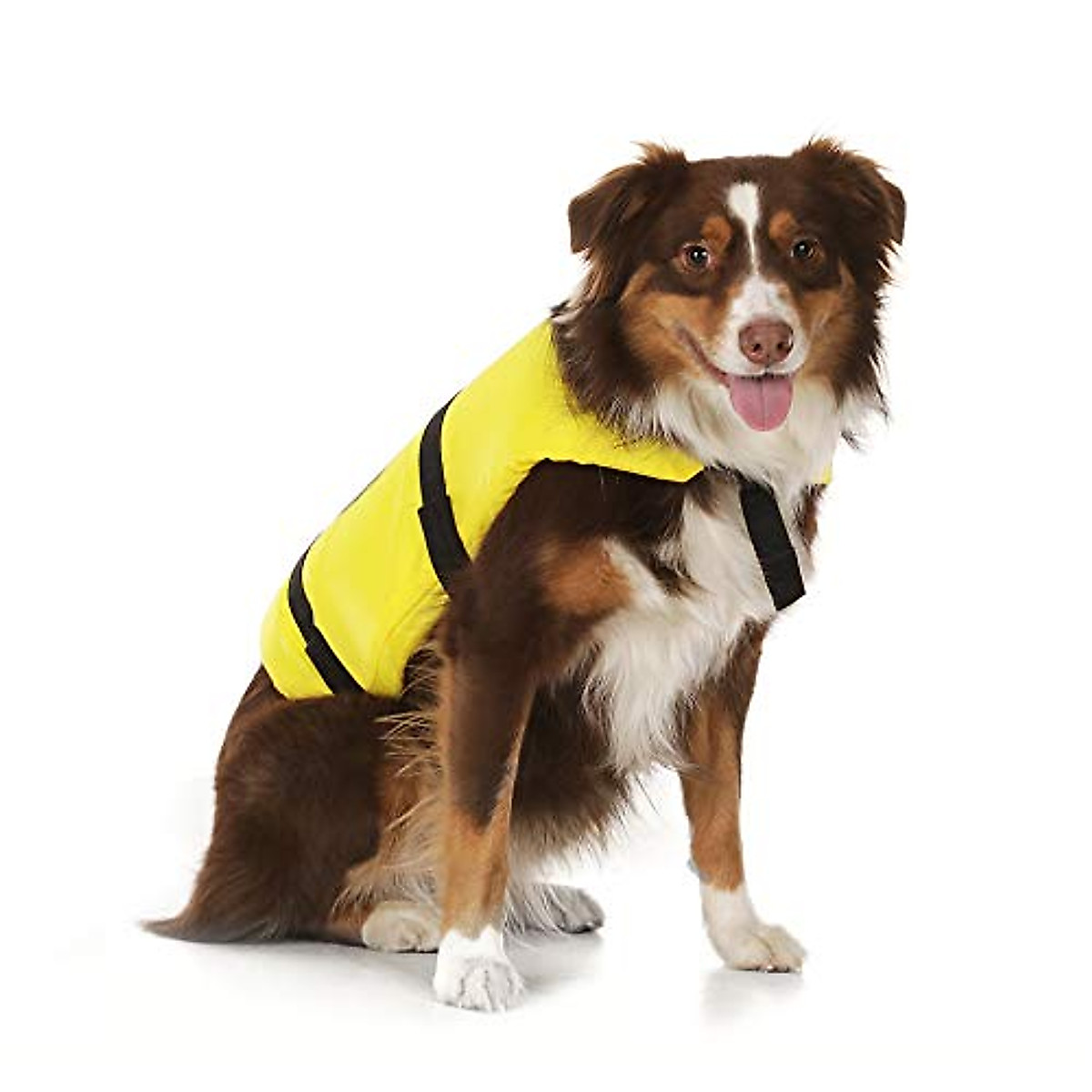 Seachoice Dog Life Vest, Adjustable Life Jacket for Dogs, w/Grab Handle, Yellow, Size XL, Over 90 Lbs.