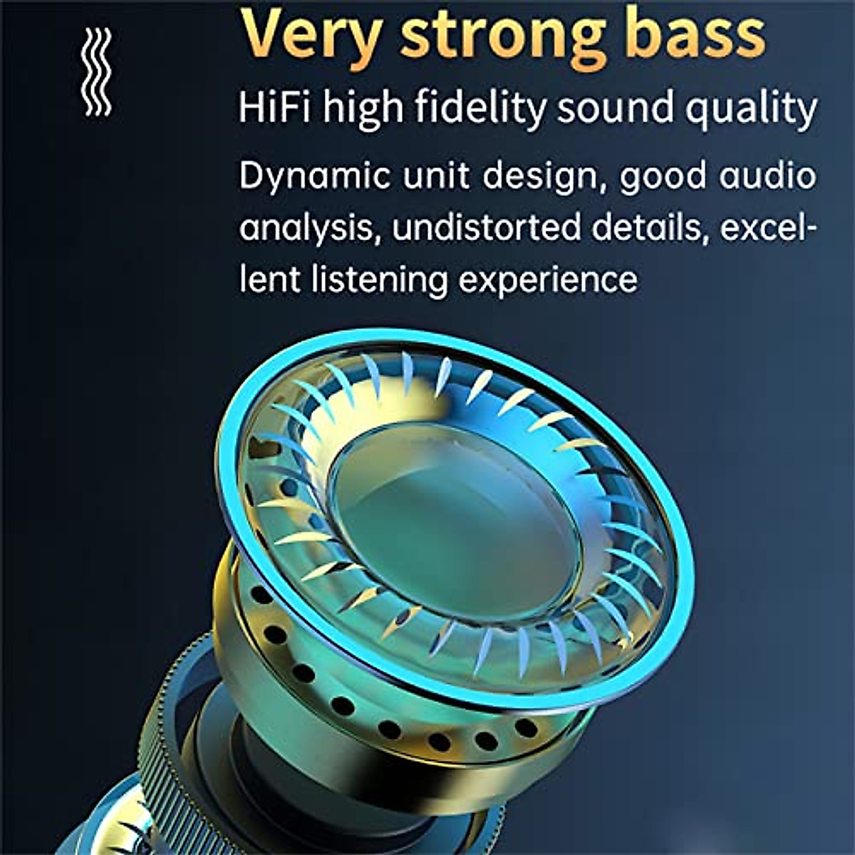 Mental Flash Digital Display Touch-Control Wireless Headphones Bluetooth L15 Earphone Bass Sound in-Ear Noise Canceling Stereo Earbud with Multi-Function Charging Compartment IPX5 Gold