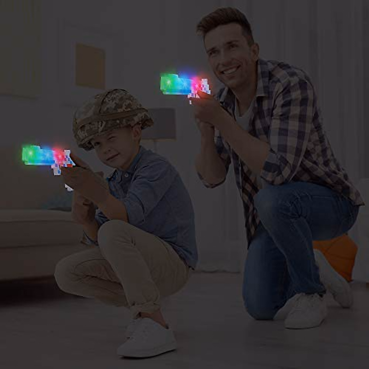 ArtCreativity 10 Inch Light Up Pixel Pistol Toy with Flashing LEDs - Cool Retro Pixelated Plastic Pistol - Video Game Party Supplies - Kids Halloween Gun Prop - Batteries Included