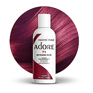 Adore Semi Permanent Hair Color - Vegan and Cruelty-Free Red Hair Dye - 4 Fl Oz - 071 Intense Red (Pack of 1)