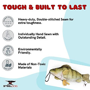 Steel Dog Yellow Perch Realistic Fish Squeaker Dog and Cat Toy, Knotted Rope Fish Toy, No Stuffing Dog Chew Toys for Small, Medium, Large Breed