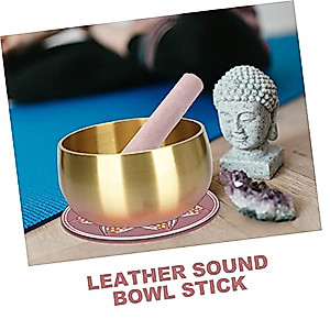 MILISTEN Bundle Tibetan Suede Healing Temple with Bowl Beech Stick Block Religious Hammer - Mallet Wood for Meditation Covered Prayer Crystal Buddha Chanting Pocket Music Monk