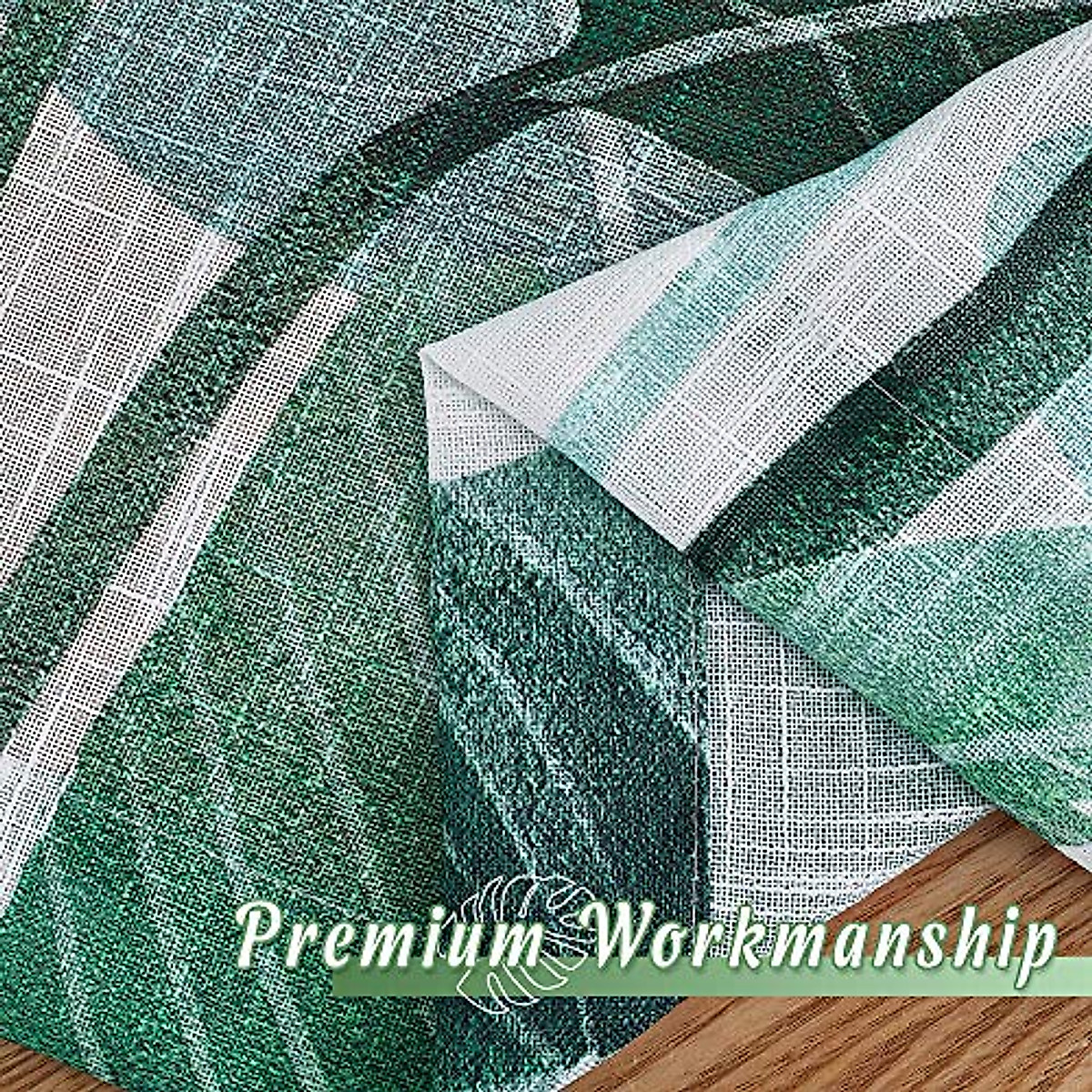 KGORGE Crossweave Sheer Curtains - Tropical Leaves Window Curtains for Bedroom Natural Pattern on White Sheer Backdrops for Dining Room Bathroom Sliding Door, W 50 x L 95 inch, 2 Pcs