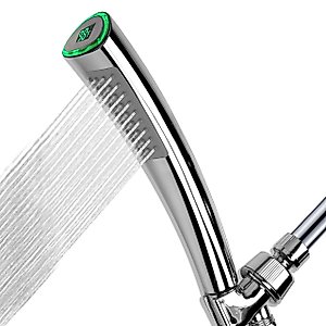 YOO.MEE LED Thermometer Handheld Shower Heads, Water Powered Light to Display Fahrenheit, Special for Skin Showering, Child and Pet Shower, Shower Accessories w/ 79'' Hose, Bracket, Polished Chrome
