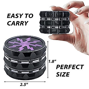 Grinder, 2.5 Inch Spice Grinder, Aluminium Alloy Manual Grinder (Black+Purple)