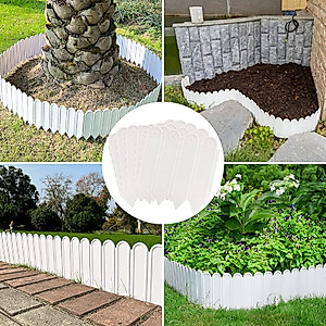 TUEHUTDE Garden Edging Border, 10PCS Landscape Edging, Plastic Lawn Garden Fence Edging, Decorative Garden Border Edging for DIY Outdoor Patio Yard(White)