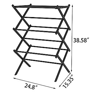 FKUO Household Indoor Folding Clothes Drying Rack, Dry Laundry and Hang Clothes,Towel Rack (Black)