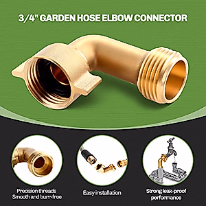 Litorange Garden Hose Elbow Connector 90 Degree Brass Hose Elbow Fitting Quick Swivel Connect Adapter Thread Size 3/4" + 2 Pressure Washers