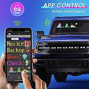 KJOY USB 5V LED Sign, Bluetooth, App Control, Flexible, Programmable Custom Text Pattern Animation Scrolling Display for Car, Store, Party, Bar, Hotel, Concert, 14.6''x3.6''