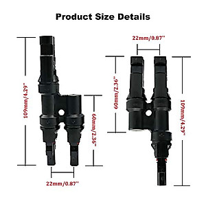 Qnbes 1 Pair Branch Connectors Solar Connectors Y Connector in Pair MMF+FFM for Parallel Connection Between Solar Panels