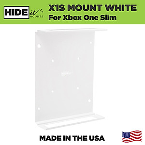 HIDEit Mounts X1S Wall Mount for Xbox One S - Patented in 2019, Made in USA - White Steel Mount for Xbox One S to Safely Store Your Xbox One S on Wall Near or Behind TV