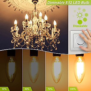 GOLSPARK Candelabra LED Bulbs Filament Dimmable Vintage Edison Light Bulb Chandelier,Warm White 3000K,40 Watt Equivalent,400 Lumen,E12 Base,6 Pack
