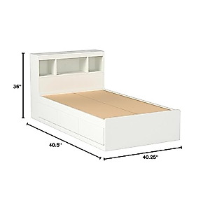 South Shore Reevo Twin Mates Bed With Bookcase Headboard (39"), Pure White