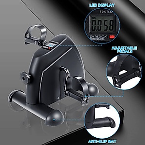 YSSOA Pedal Exercise Bike, Under Desk Bike Pedal Exerciser, Portable Mini Exercise Bike for Arms and Legs Workout, Resistance Adjustable, Lightweight Size for Saving Space,Black