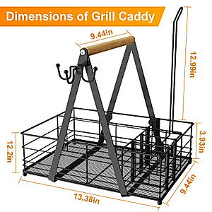 JBBTOOL Grill Caddy, BBQ Caddy for Outdoor Grill, Camping Caddy for Plate Cutlery, Picnic Condiment Caddy, Outdoor Kitchen Barbecue Accessories, RV Patio Tailgate Essentials, Grilling Gifts for Men