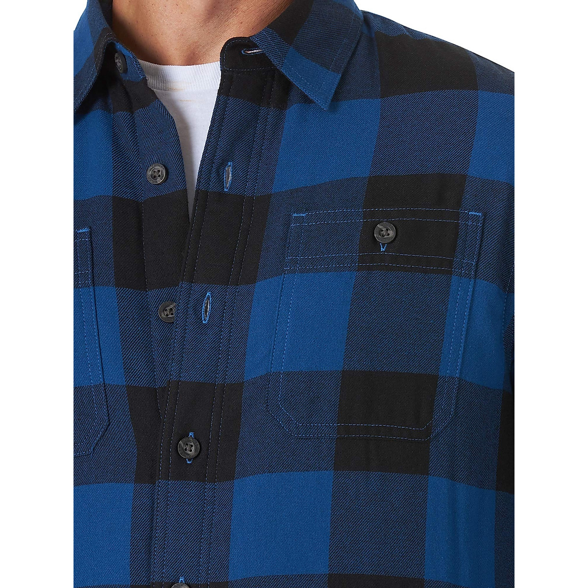 Wrangler Authentics Men's Long Sleeve Sherpa Lined Shirt Jacket, Blue Buffalo, Large