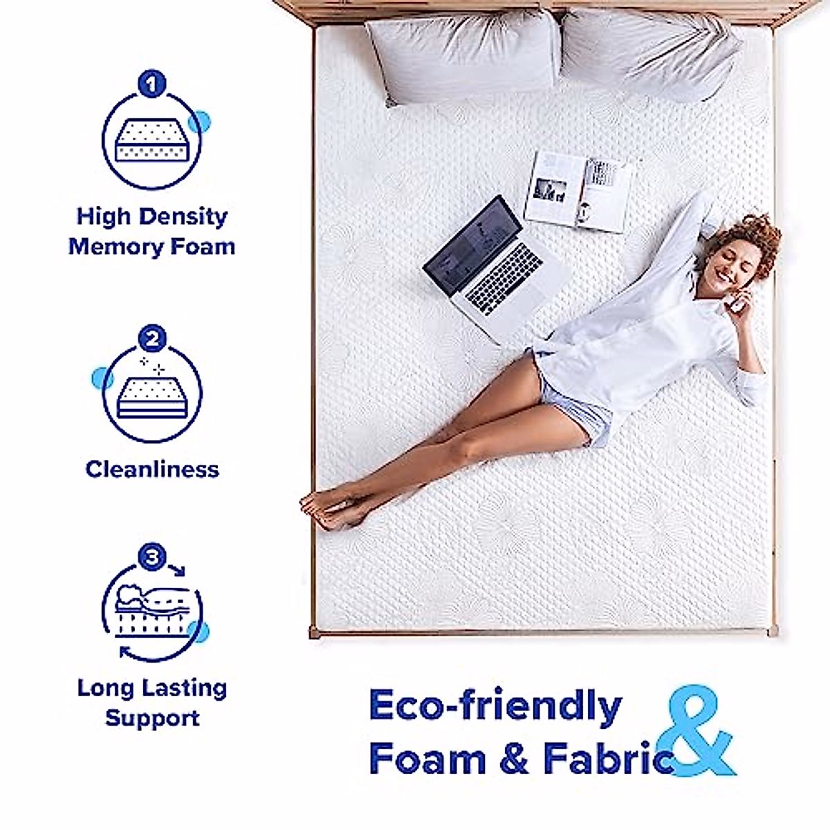 Olee Sleep 10 inch Aquarius Memory Foam Mattress - Queen,Grey