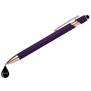 Rose Gold Rubberized Soft Touch | Rose Gold Colors | Ballpoint Pen with Stylus Tip a stylish, premium metal pen, black ink, medium point (Green, 7 Pack)