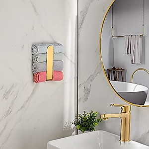 Taozun Towel Holder Gold Hand Towel Rack Adhesive Towel Bar Stick on Towel Ring for Bathroom Wall Kitchen RV, Stainless Steel Brushed Brass Finish