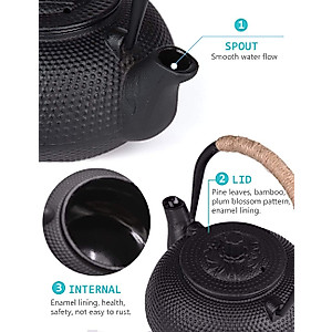 suyika Ceramic Tea Cup with Infuser and Lid Tea Mugs Wooden Handle for Steeping Loose Leaf Tea 400ml, 13.5 oz, Gradient Navy Blue & Black