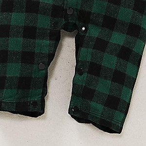 LYSMuch Newborn Baby Boys Plaid Romper Infant Onesie Jumpsuit Outfit Kid's Fall Clothes (0-3 Months, Green Plaid Long Sleeved Romper)