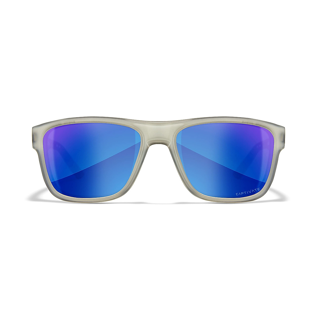 Wiley X Ovation Captivate Polarized Sunglasses, Safety Glasses for Men and Women, UV Eye Protection for Shooting, Fishing, Biking, and Extreme Sports, Matte Slate Frames, Blue Mirror Tinted Lenses