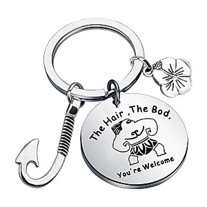 ENSIANTH Moana Inspired Gift The Hair The BOD You're Welcome Moana Keychain Hawaiian Gift (The Hair The Blood Keychain)