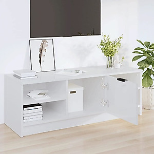 GaRcan TV Cabinet Living Room Sideboard Entertainment Centre TV Console Media Unit HiFi Cabinet with Shelf Grey Sonoma Engineered Wood (High Gloss White)