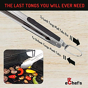 18” BBQ Grilling Tools Set - Heavy Duty – Extra Thick Quality Stainless Steel - Spatula | Fork | Tongs | Grill Cleaning Brush | Bonus 0.39mm Barbecue Grill Mat