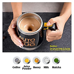 daasigwaa Self Stirring Mug - Rechargeable Magnetic Electric Auto Mixing Stainless Steel Cup for Office/Kitchen/Travel/Home Coffee/Tea/Hot Chocolate/Milk-400 ml/13.5 oz(Black)