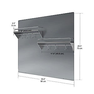 Ancona 36" Stainless Steel Backsplash with Two-Tiered Shelf and Rack