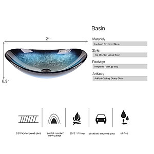 Puluomis Bathroom Vanity, 28 inch Modern Natural Color Wood Fixture Stand Pedestal Bathroom Cabinet with Bathroom Boat Blue Glass Vessel Sink Top