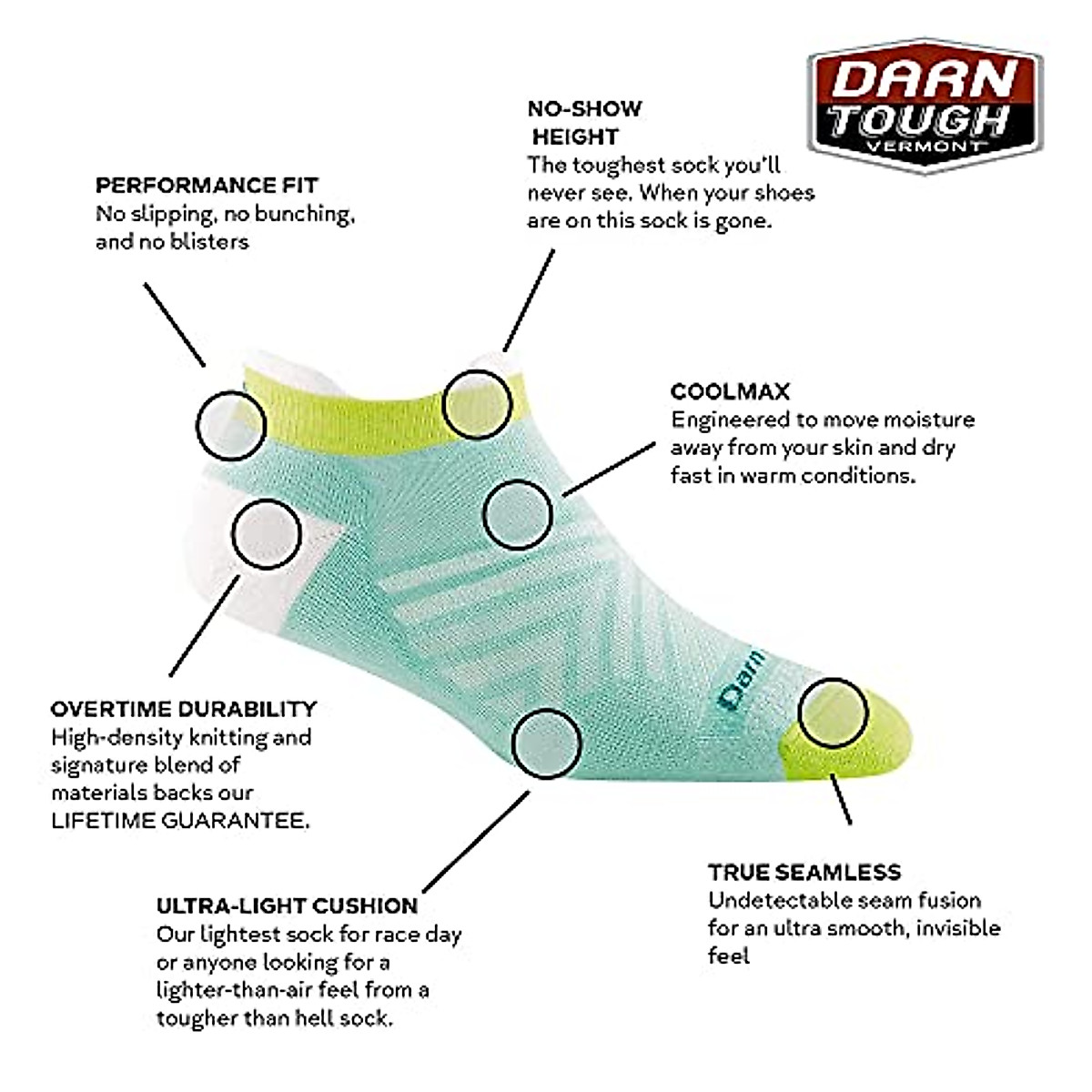 Darn Tough Women's No Show Tab Ultra-Lightweight Running Sock (Style 1052) - Black, Small